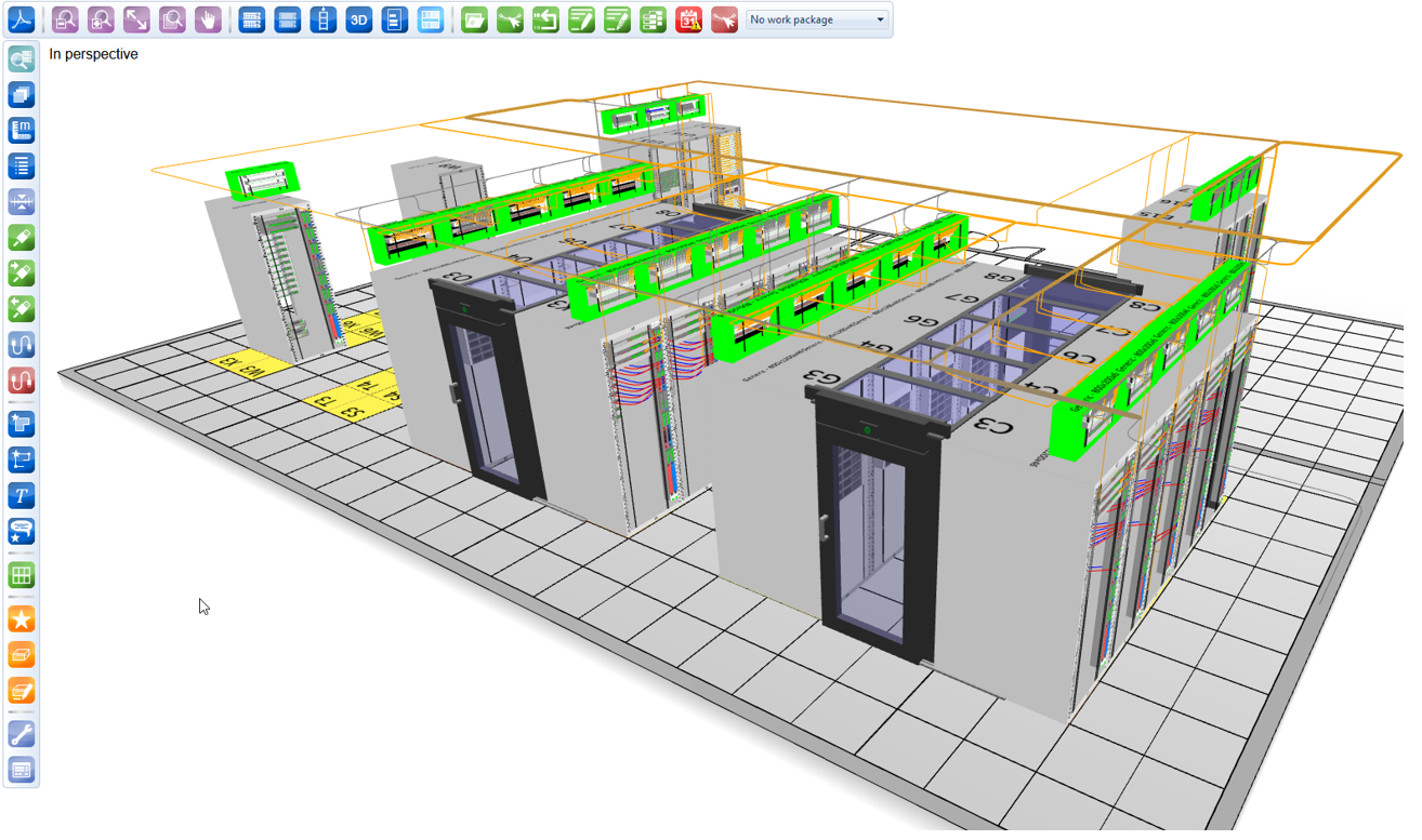 Graphical representation of cable paths in data centers